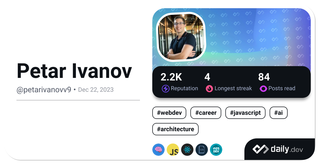 Petar Ivanov (@petarivanovv9) | daily.dev