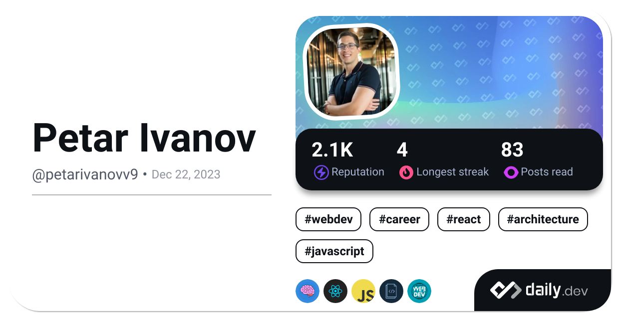 Petar Ivanov (@petarivanovv9) | daily.dev