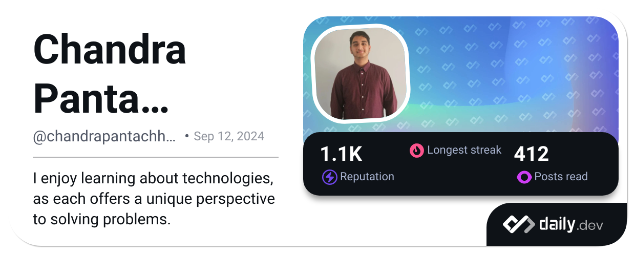 Chandra Panta Chhetri (@chandrapantachhetri) | daily.dev