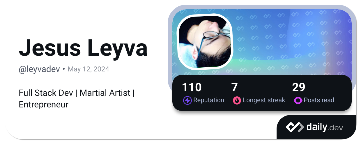 Jesus Leyva (@leyvadev) | daily.dev