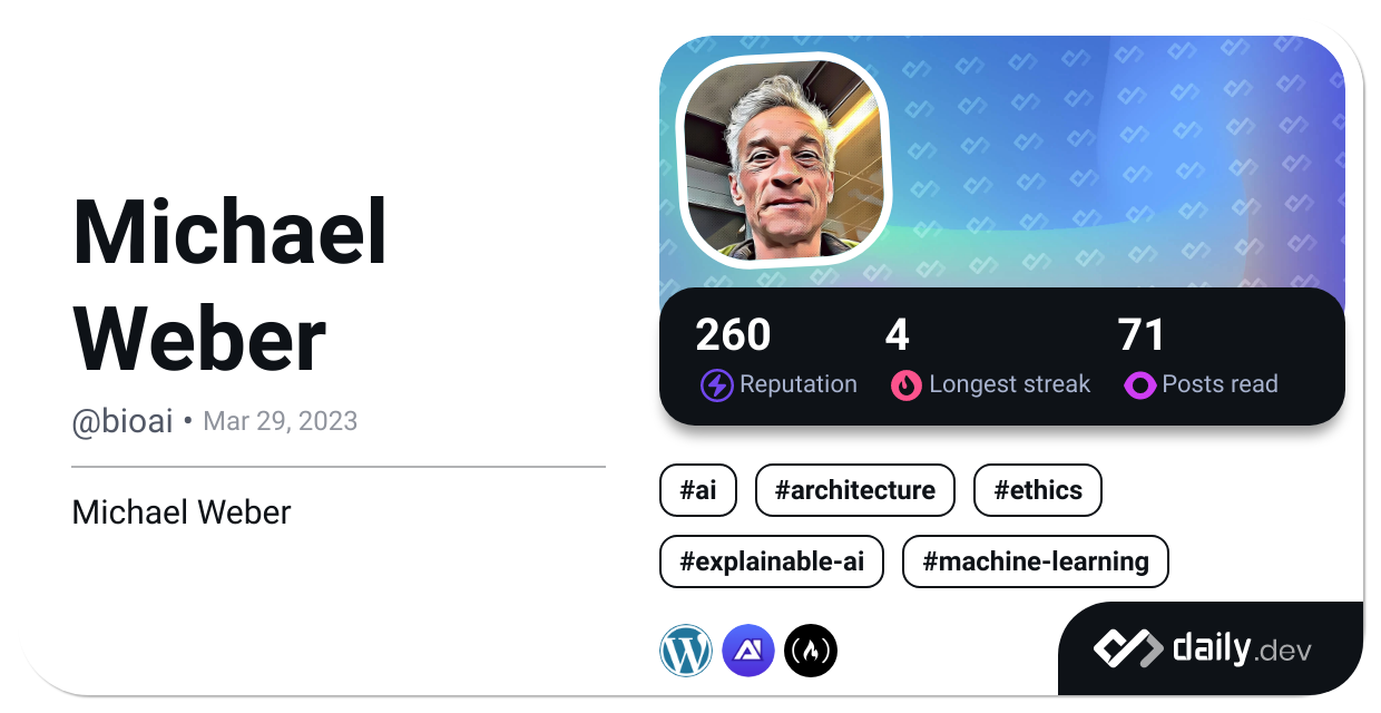 Recent posts by Michael Weber (@bioai) | daily.dev