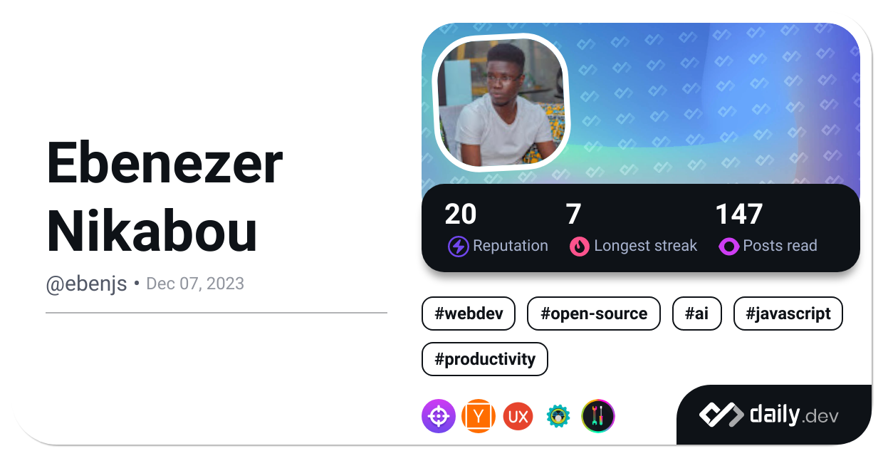 Ebenezer Nikabou (@ebenjs) | daily.dev