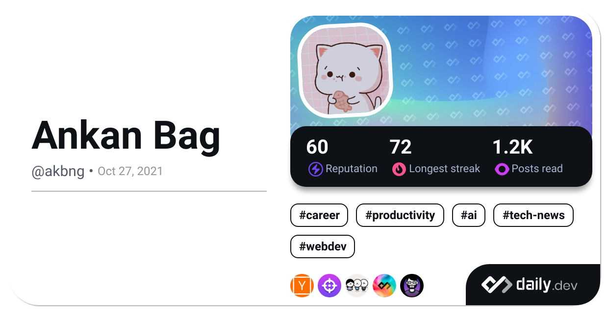 Ankan Bag (@akbng) | daily.dev