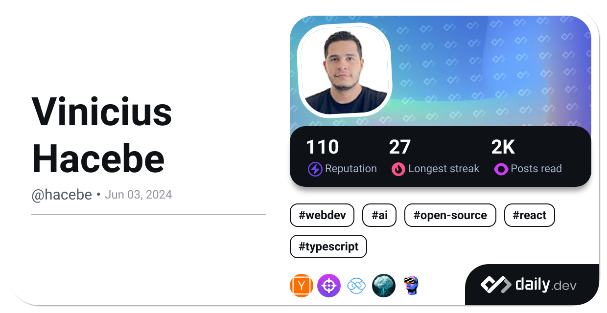 Vinicius Hacebe (@hacebe) | daily.dev