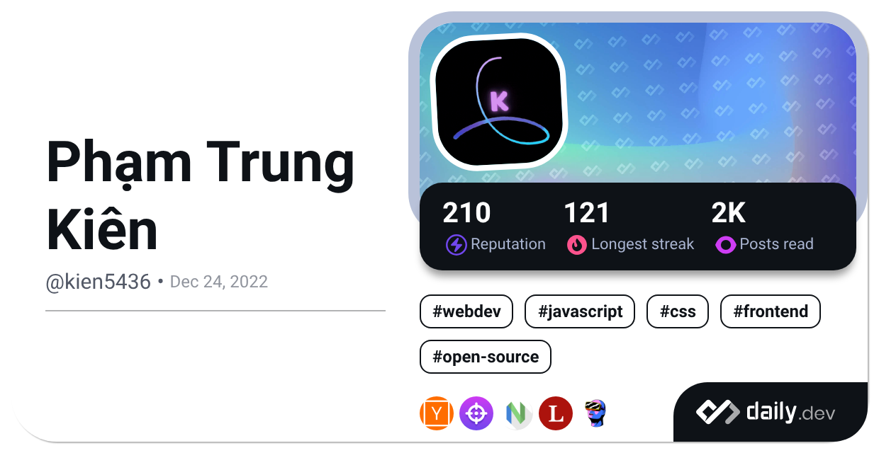 Phạm Trung Kiên (@kien5436) | daily.dev