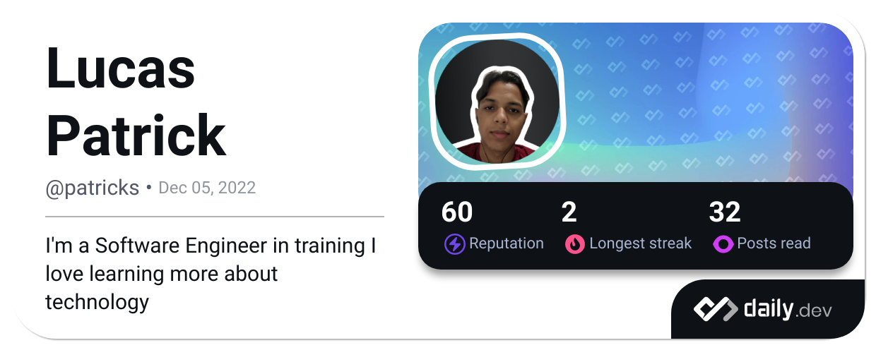 Lucas Patrick (@patricks) | daily.dev