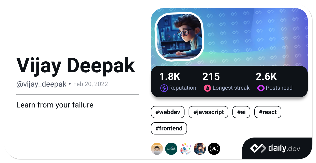Vijay Deepak (@vijay_deepak) | daily.dev