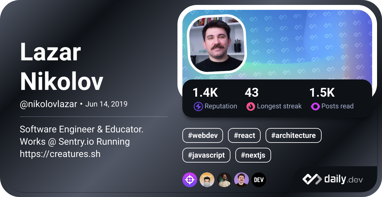 Lazar Nikolov (@nikolovlazar) | daily.dev