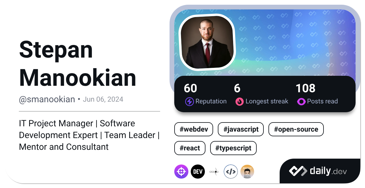 Stepan Manookian (@smanookian) | daily.dev