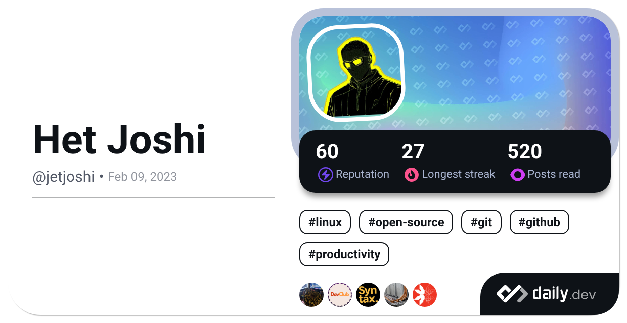 Het Joshi (@jetjoshi) | daily.dev