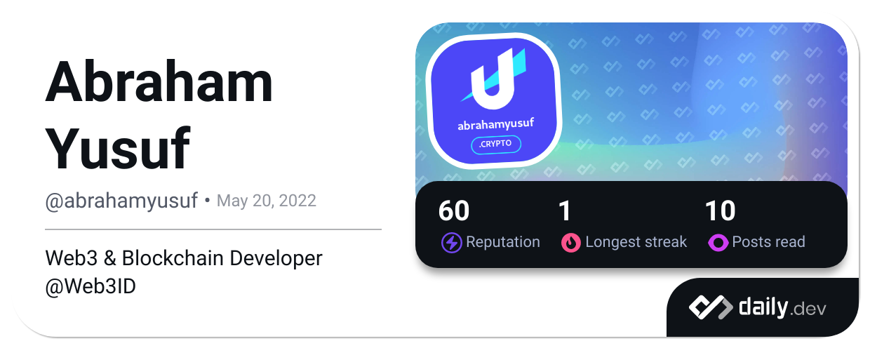 Recent posts by Abraham Yusuf (@abrahamyusuf) | daily.dev