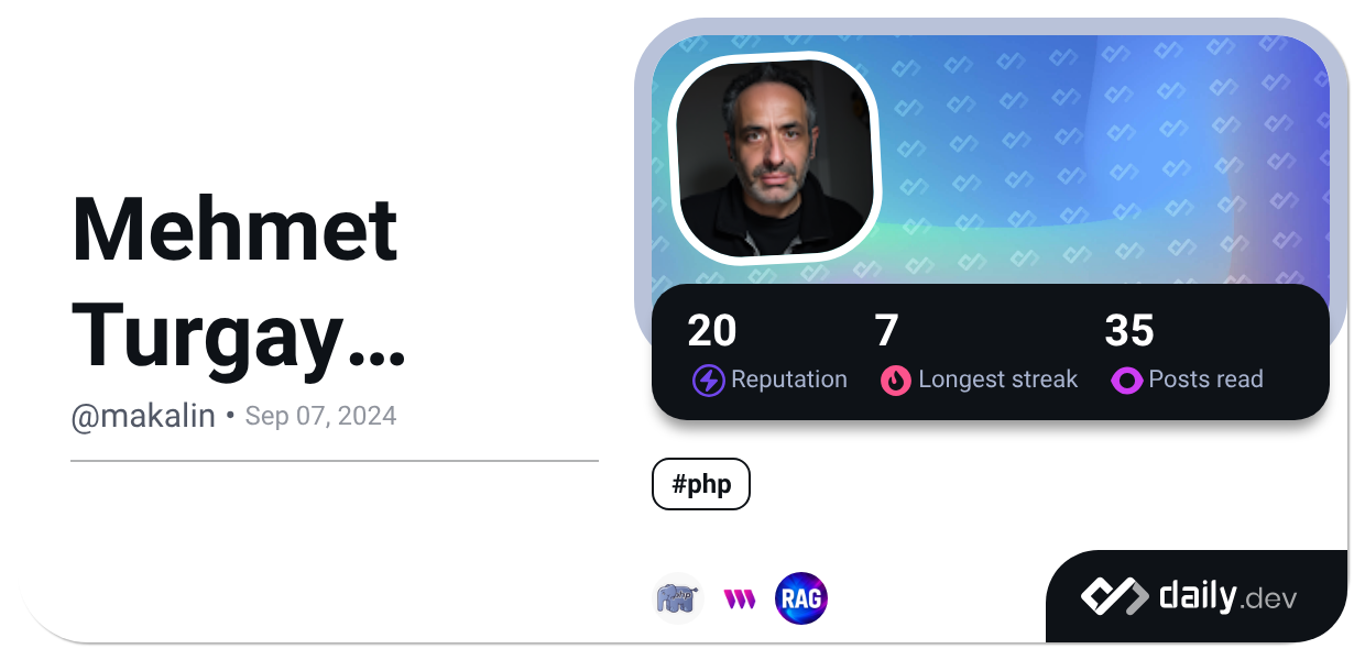 Mehmet Turgay AKALIN (@makalin) | daily.dev