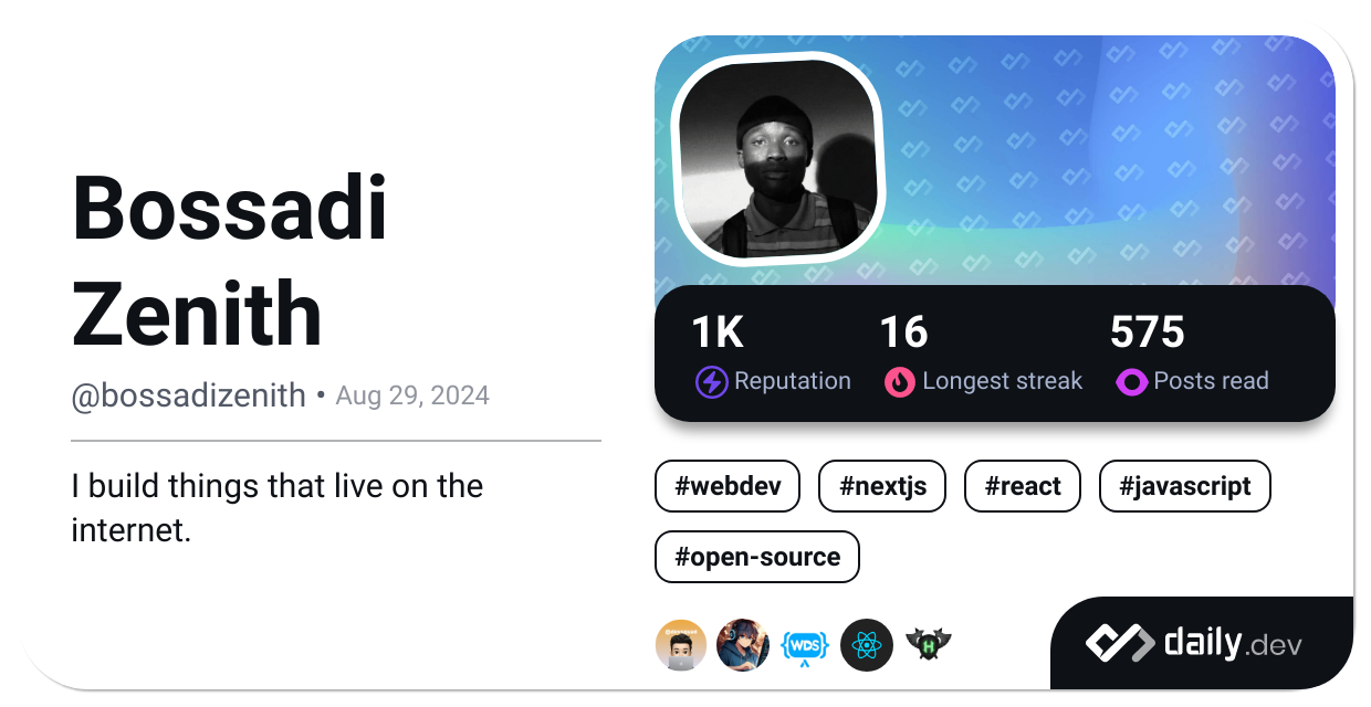 Recent posts by Bossadi Zenith (@bossadizenith) | daily.dev