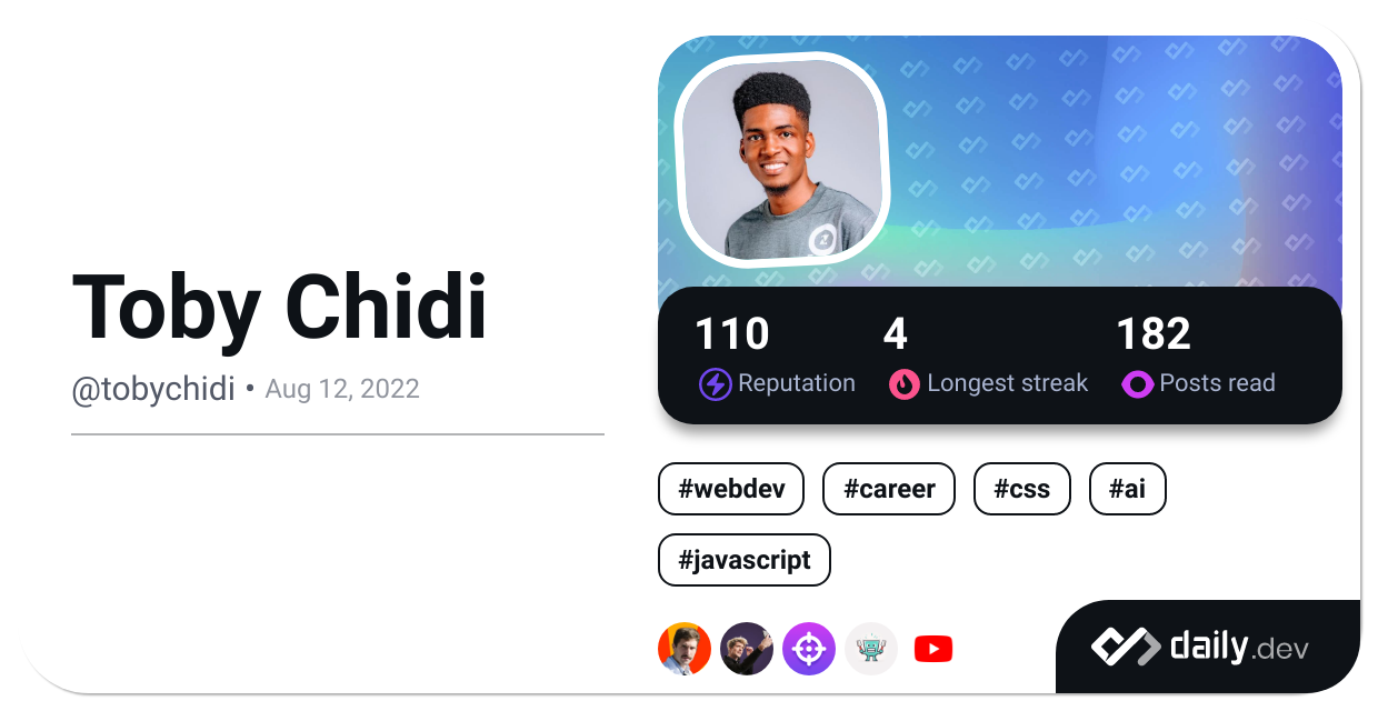 Toby Chidi (@tobychidi) | daily.dev