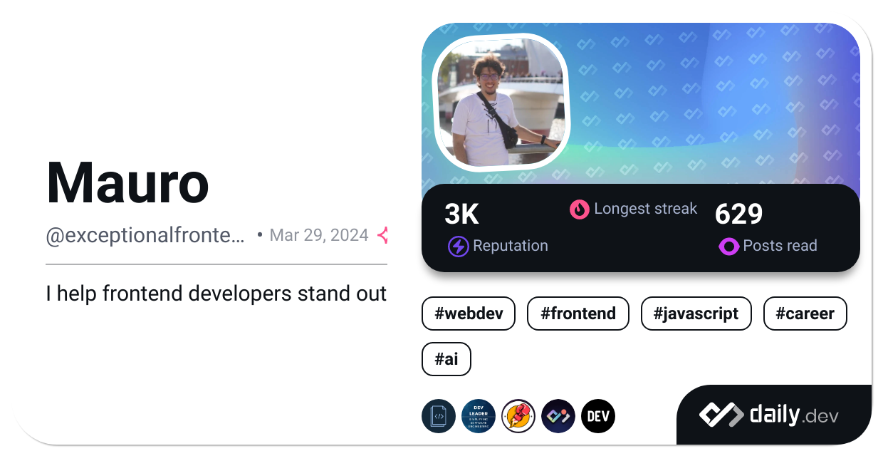Mauro (@exceptionalfrontend) | daily.dev