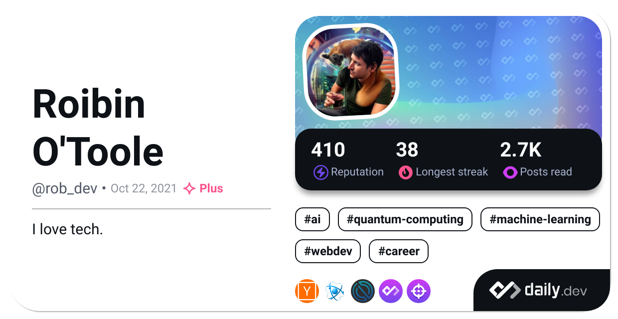 Recent posts by Roibin O'Toole (@rob_dev) | daily.dev