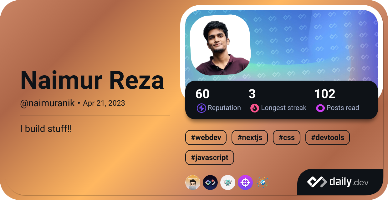 Naimur Reza (@naimuranik) | daily.dev