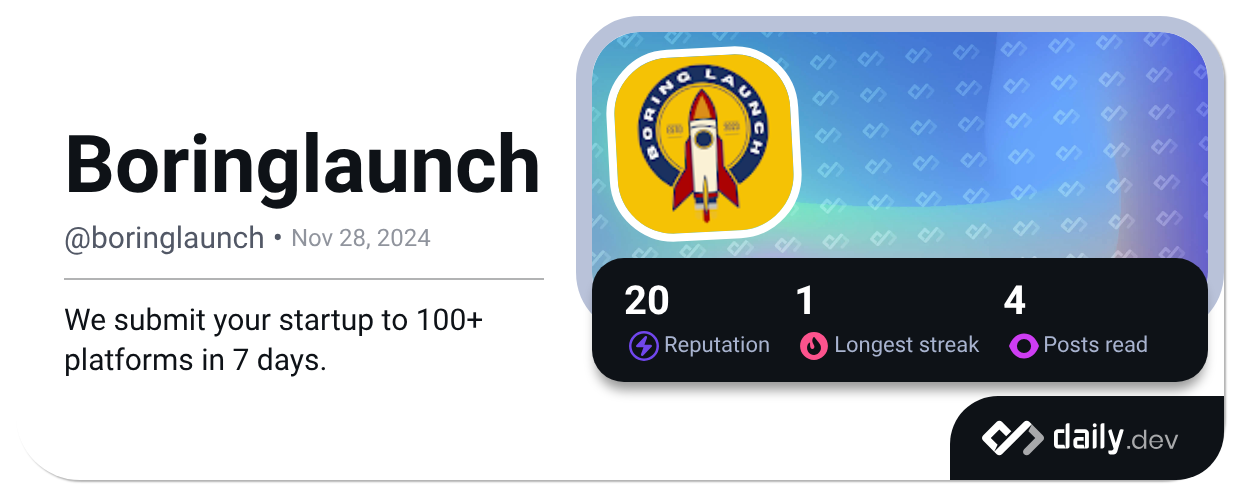 Boringlaunch (@boringlaunch) | daily.dev