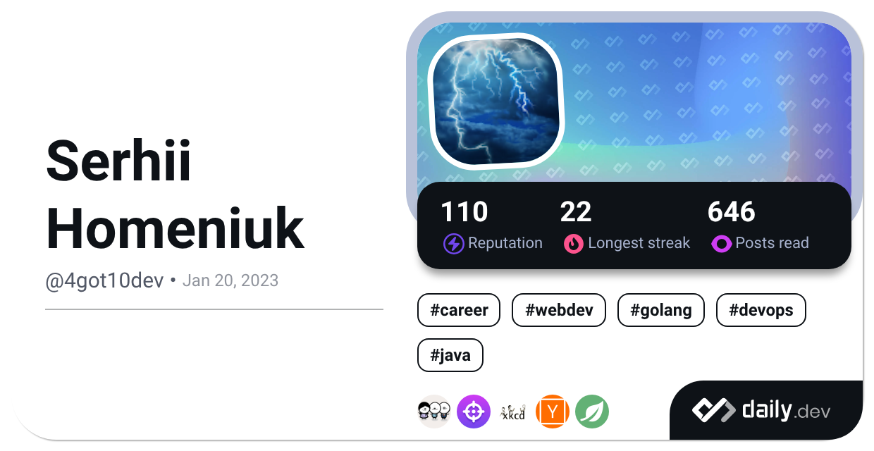Serhii Homeniuk (@4got10dev) | daily.dev