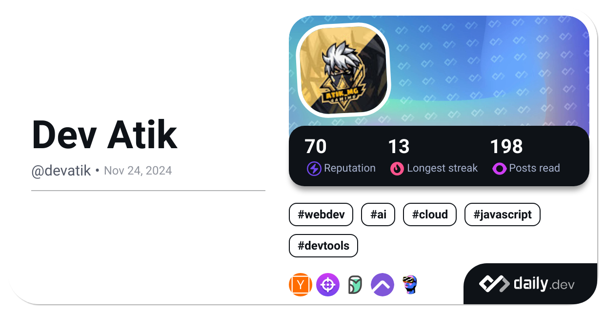 Recent posts by Dev Atik (@devatik) | daily.dev