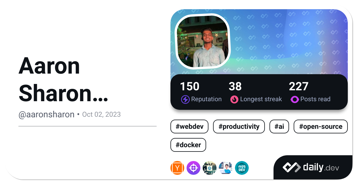 Aaron Sharon Dsouza | daily.dev