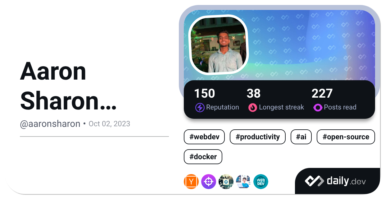 Aaron Sharon Dsouza | daily.dev