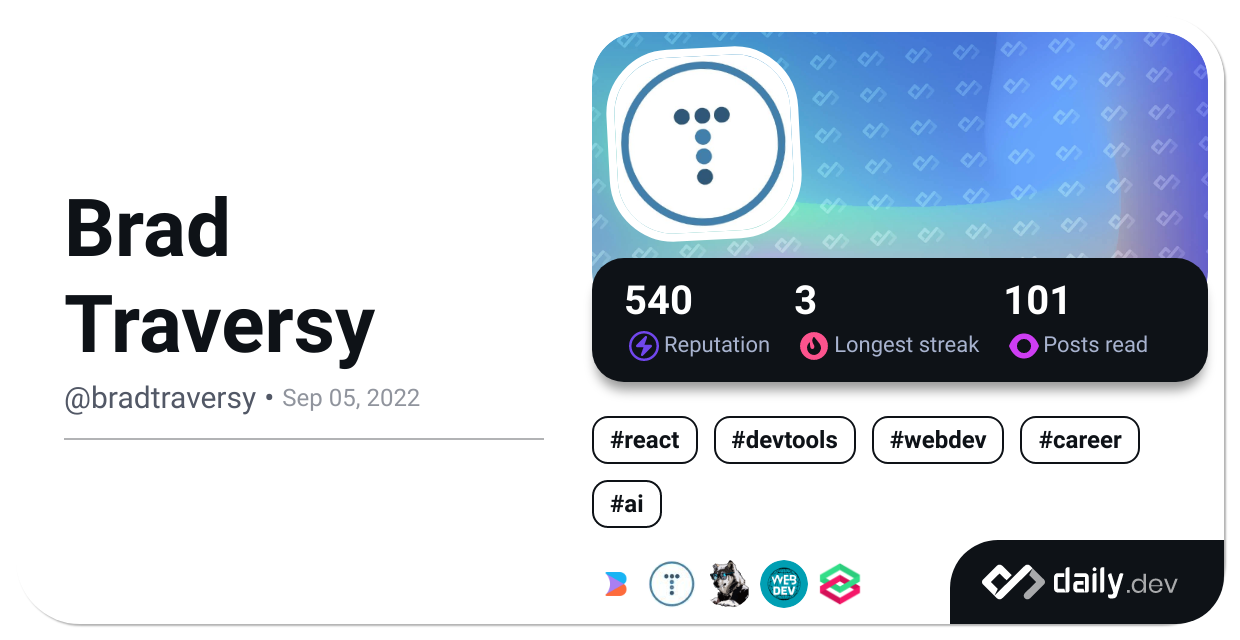 Brad Traversy (@bradtraversy) | daily.dev