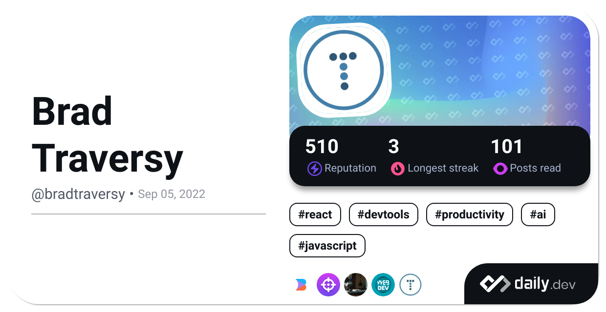 Brad Traversy (@bradtraversy) | daily.dev