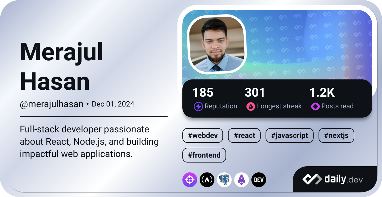Merajul Hasan (@merajulhasan) | daily.dev
