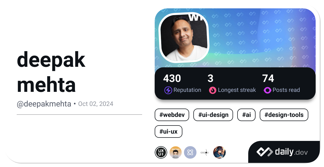 deepak mehta (@deepakmehta) | daily.dev