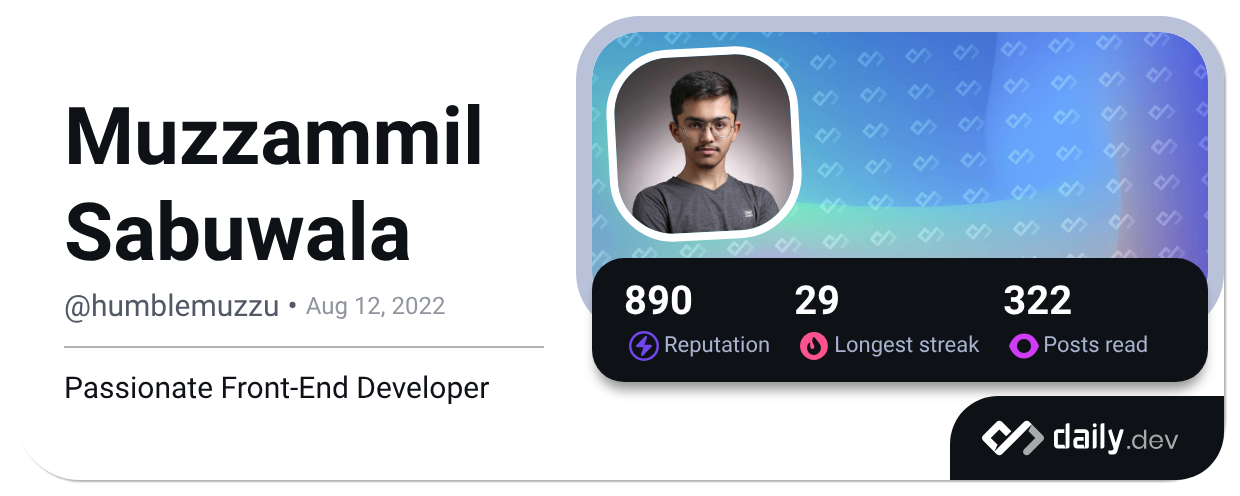 Recent posts by Muzzammil Sabuwala (@humblemuzzu) | daily.dev