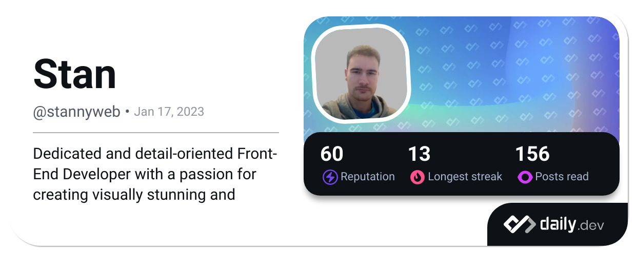 Recent posts by Stan (@stannyweb) | daily.dev