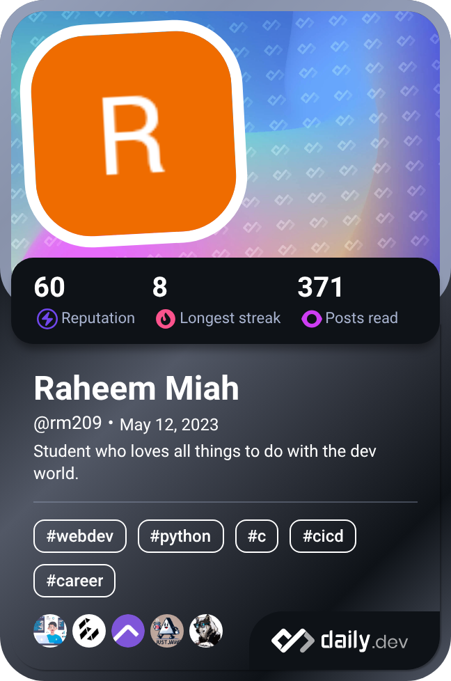 rmiah209 (Raheem Miah) · GitHub
