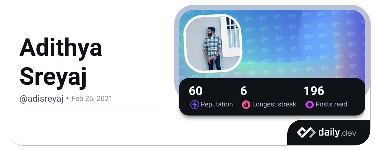 Recent posts by Adithya Sreyaj (@adisreyaj) | daily.dev
