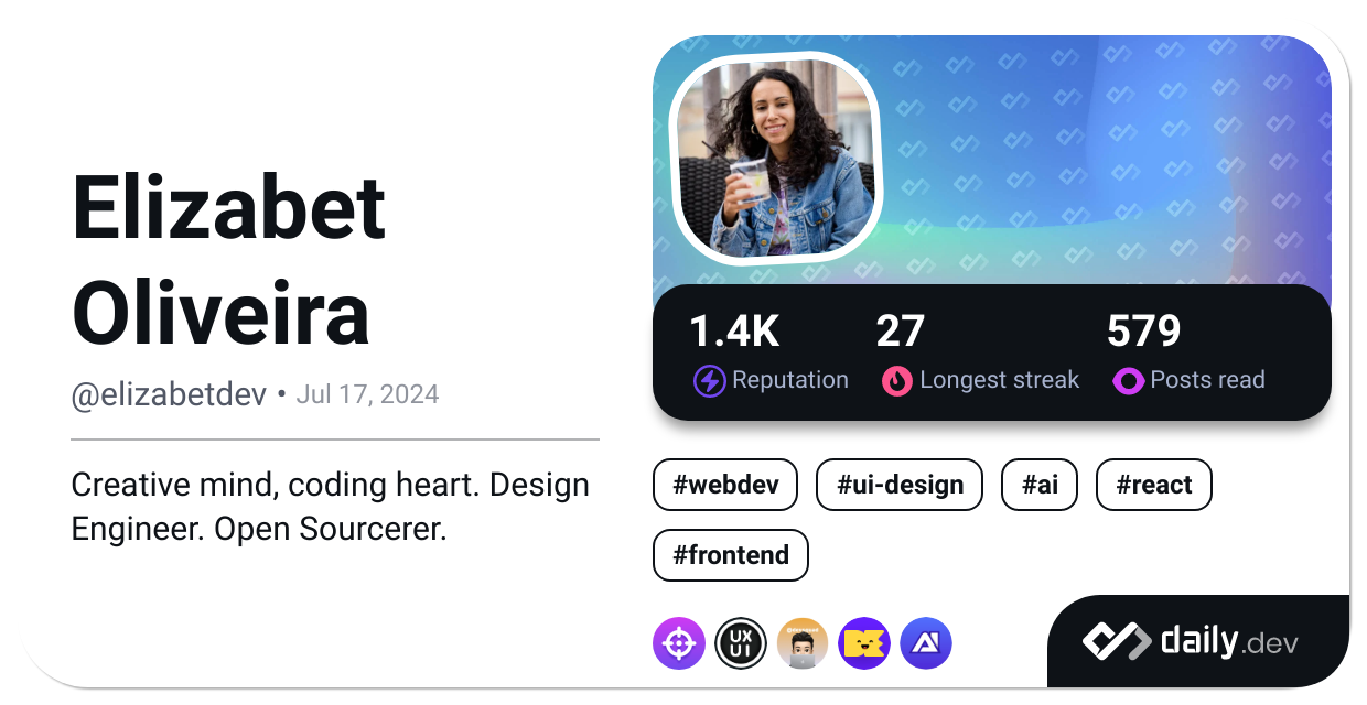 Elizabet Oliveira (@elizabetdev) | daily.dev