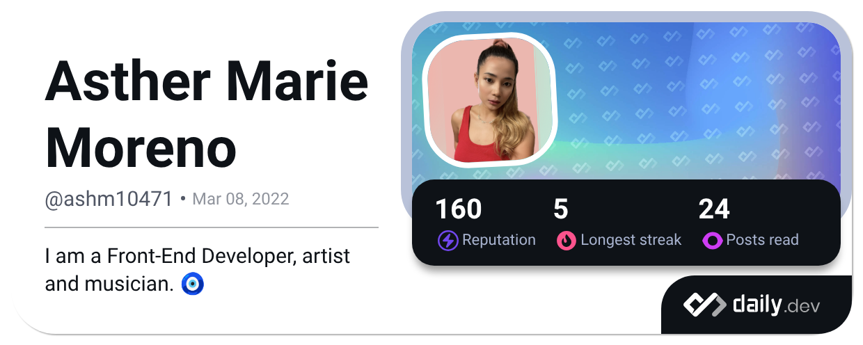 Asther Marie Moreno (@ashm10471) | daily.dev
