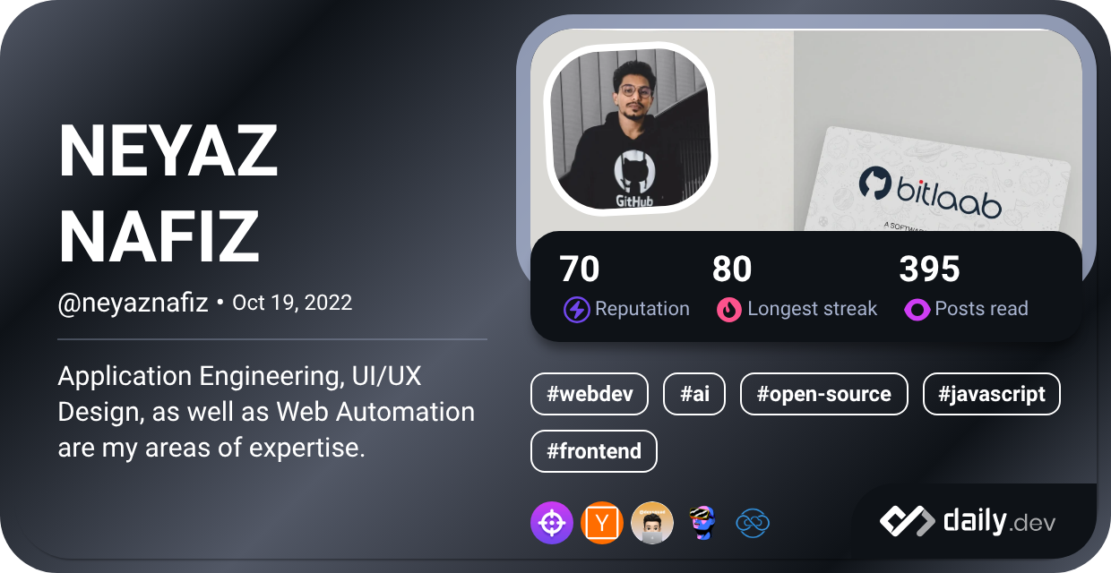 NEYAZ NAFIZ (@neyaznafiz) | daily.dev
