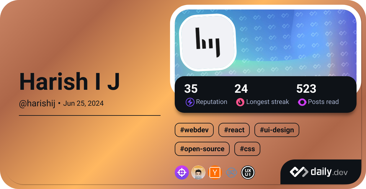Recent posts by Harish I J (@harishij) | daily.dev