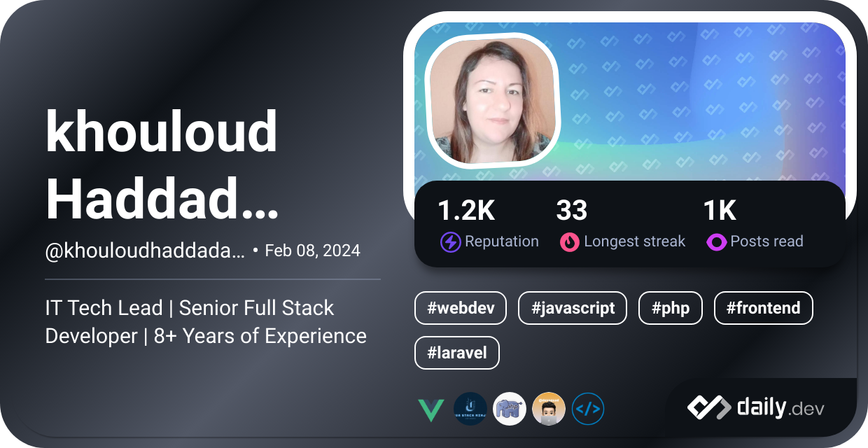 khouloud Haddad Amamou (@khouloudhaddadamamou) | daily.dev