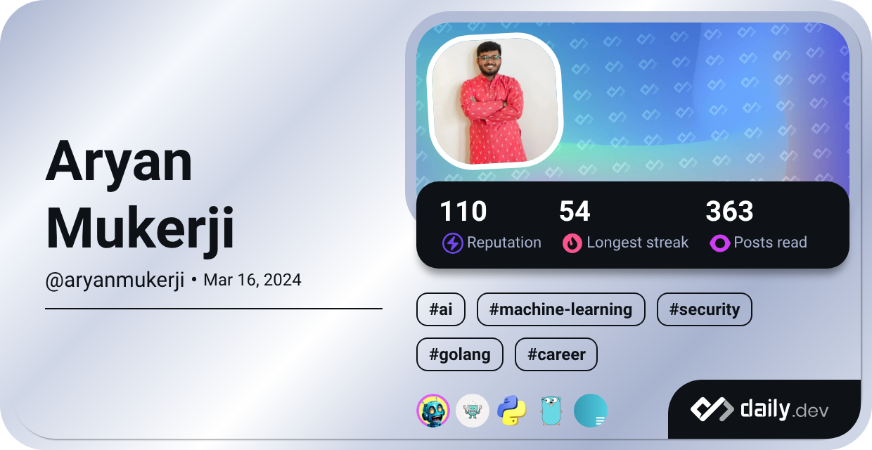 Aryan Mukerji (@aryanmukerji) | daily.dev