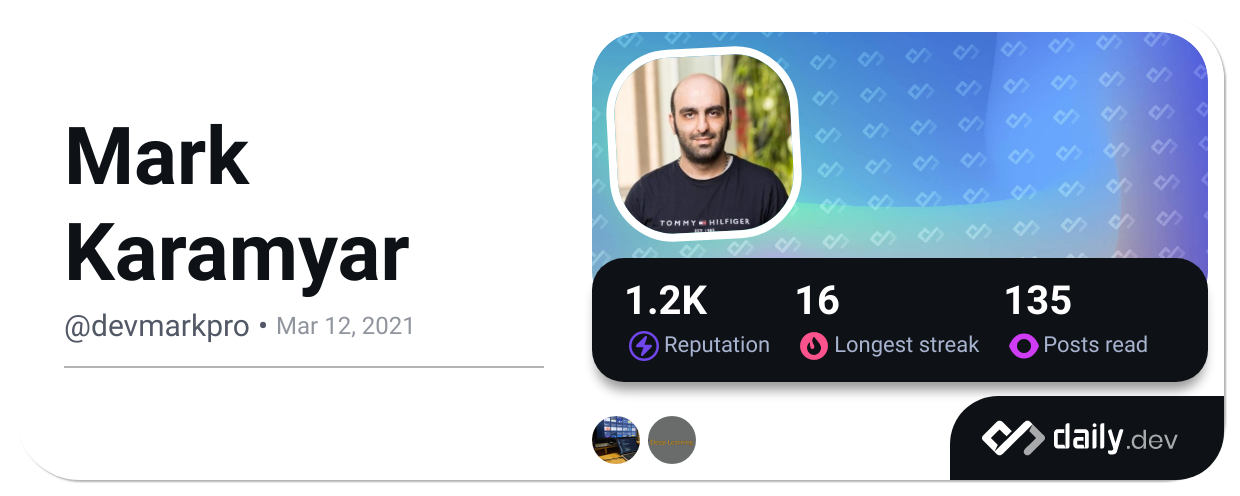 Mark Karamyar (@devmarkpro) | daily.dev