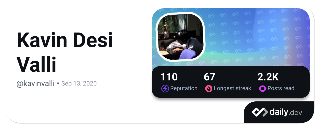 Kavin Desi Valli (@kavinvalli) | daily.dev