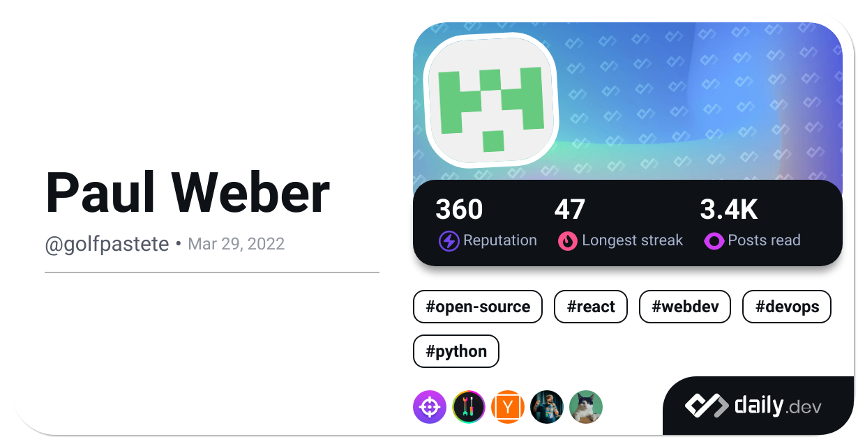 Recent posts by Paul Weber (@golfpastete) | daily.dev