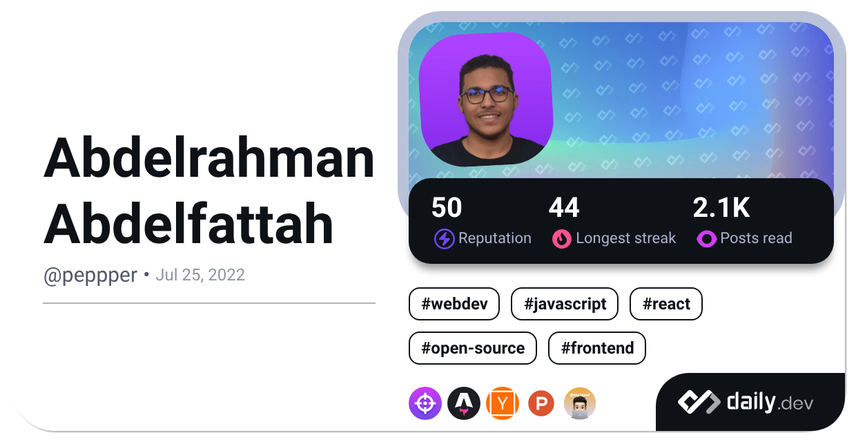 Abdelrahman Abdelfattah (@peppper) | daily.dev