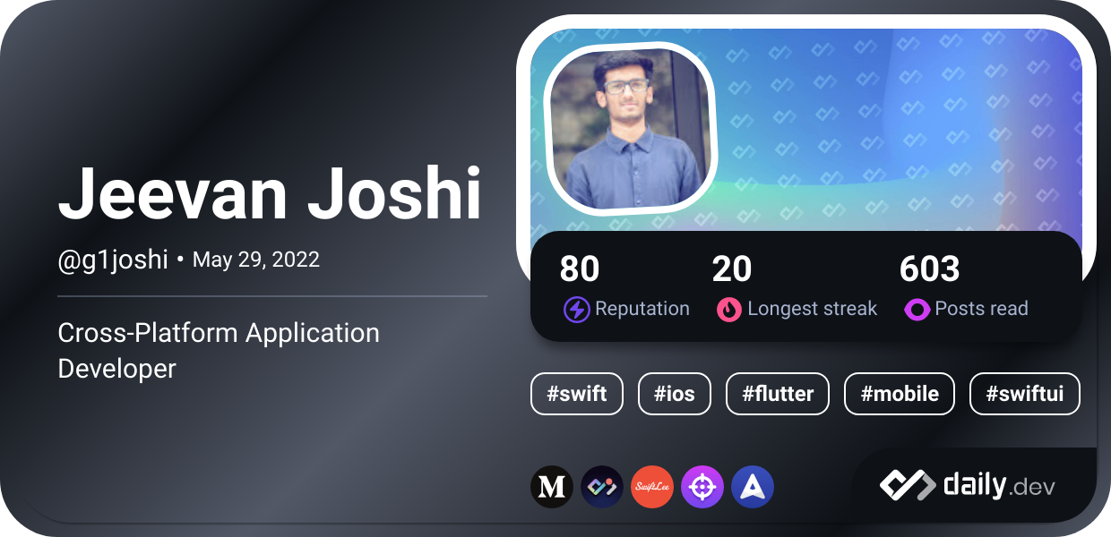 Jeevan Joshi (@g1joshi) | daily.dev