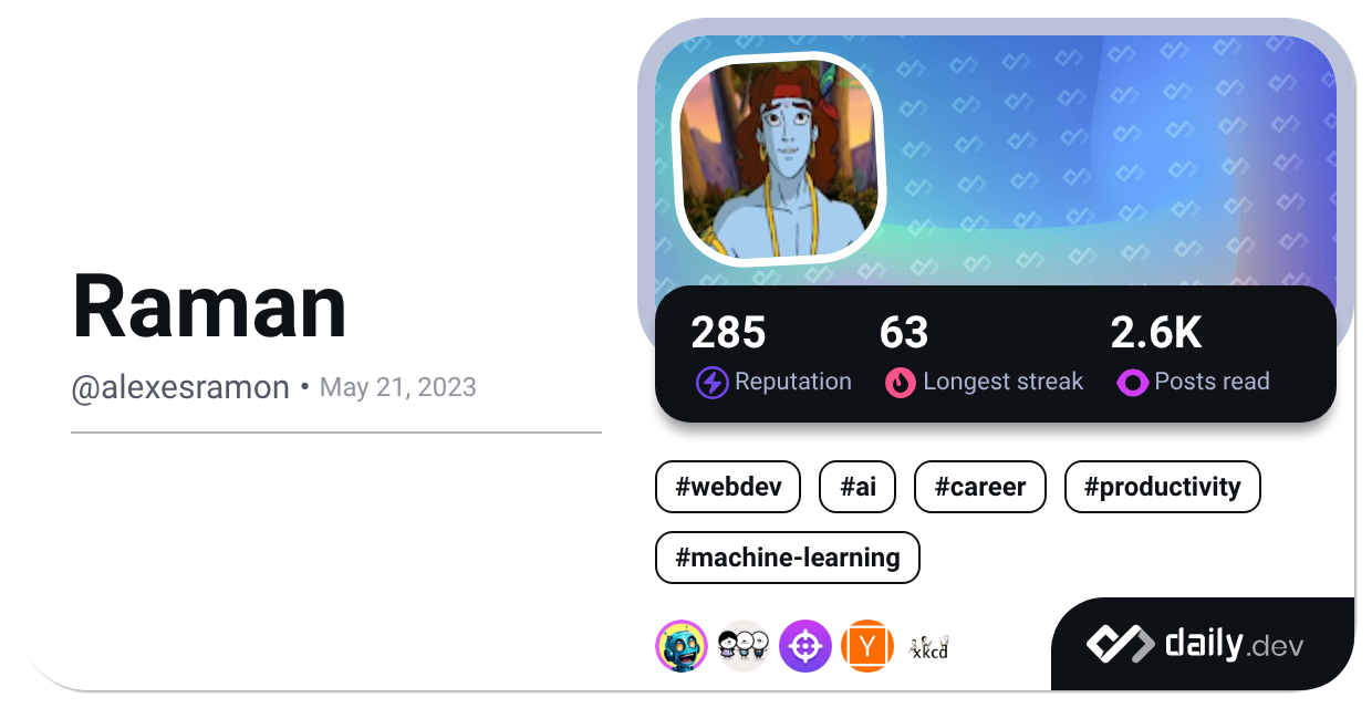 Raman (@alexesramon) | daily.dev