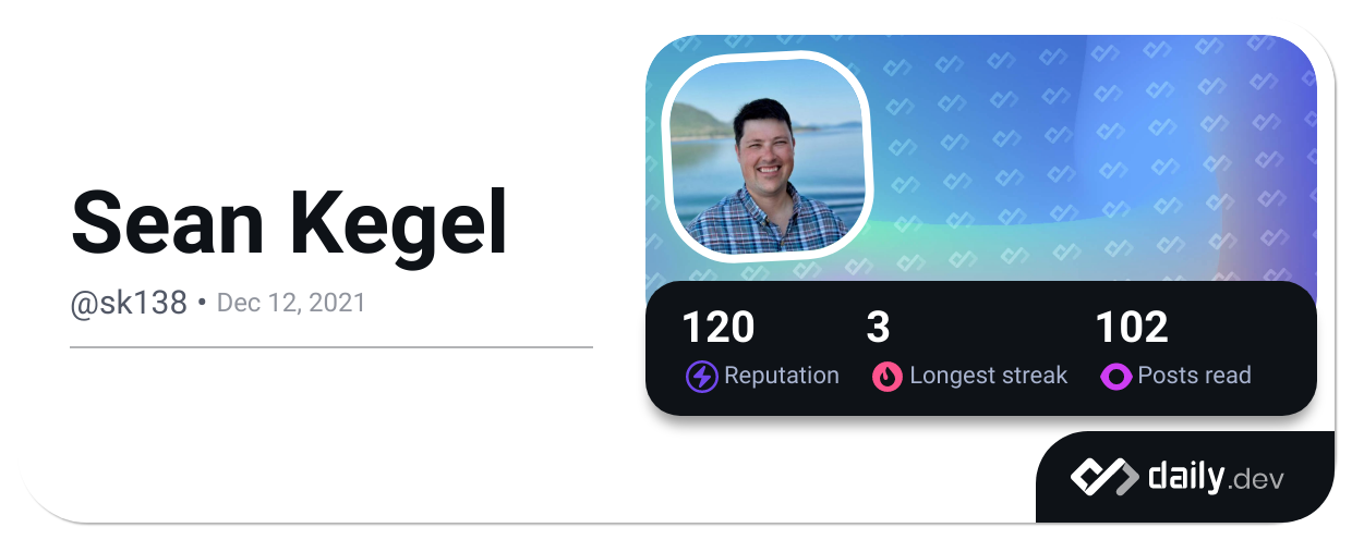 Sean Kegel (@sk138) | daily.dev