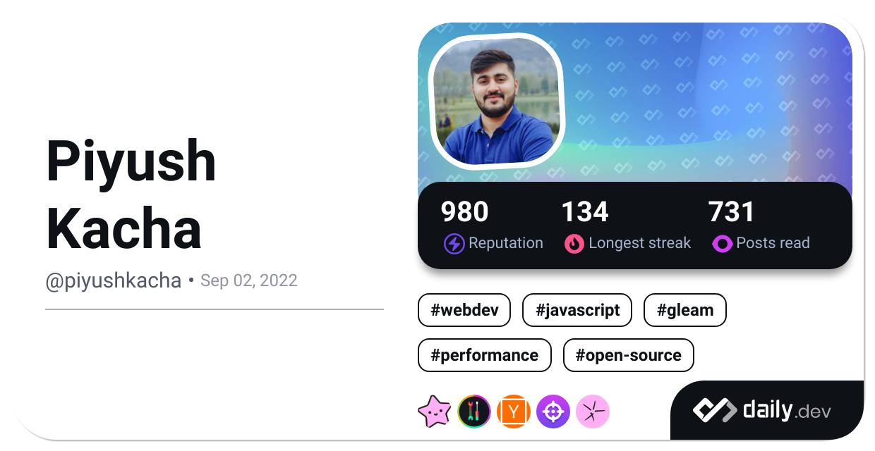 Piyush Kacha (@piyushkacha) | daily.dev