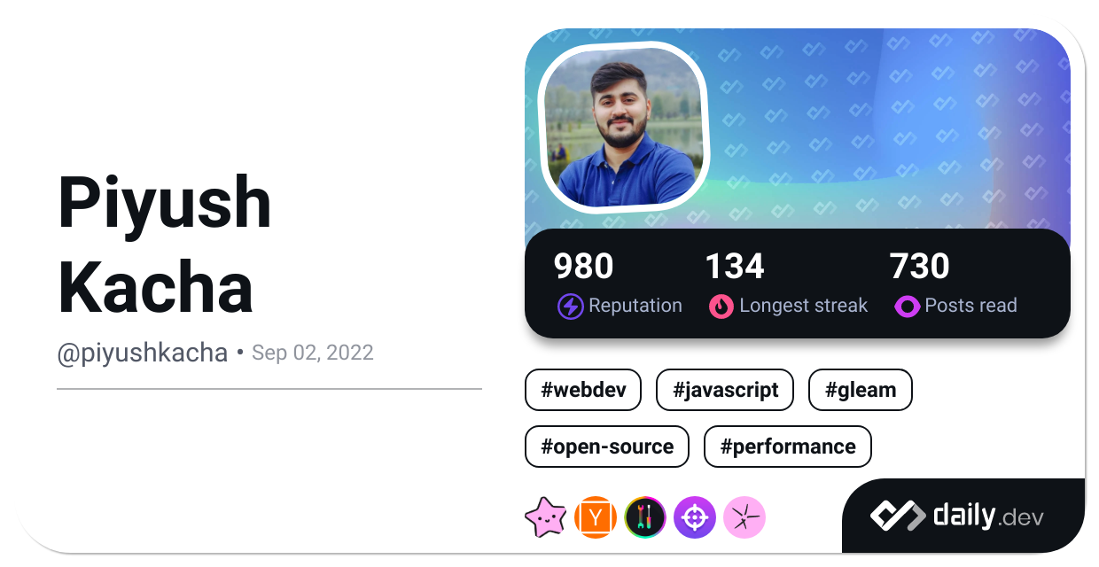 Piyush Kacha (@piyushkacha) | daily.dev