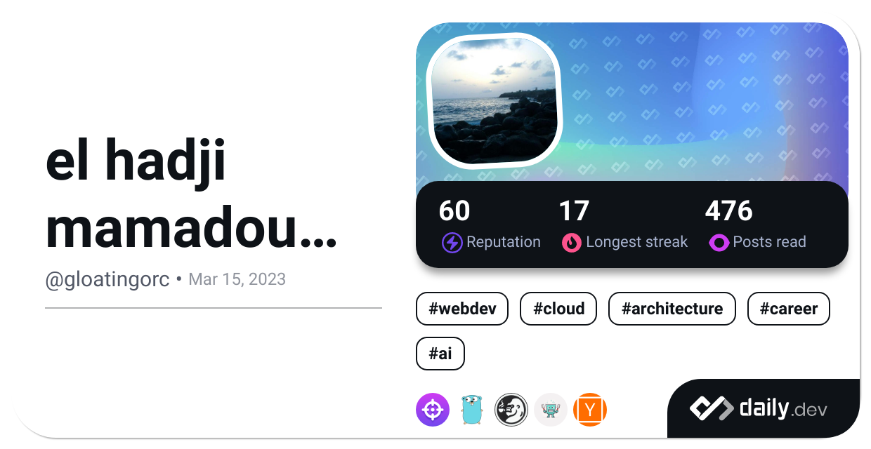 el hadji mamadou sarr (@gloatingorc) | daily.dev